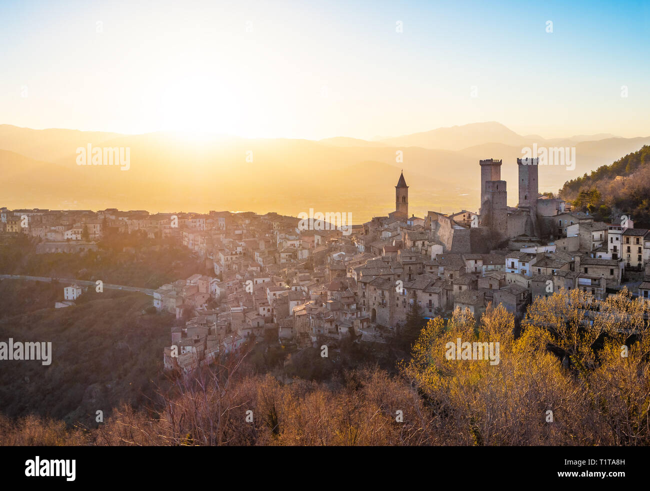 Pacentro (Italy) - A little medieval town with old towers beside ...