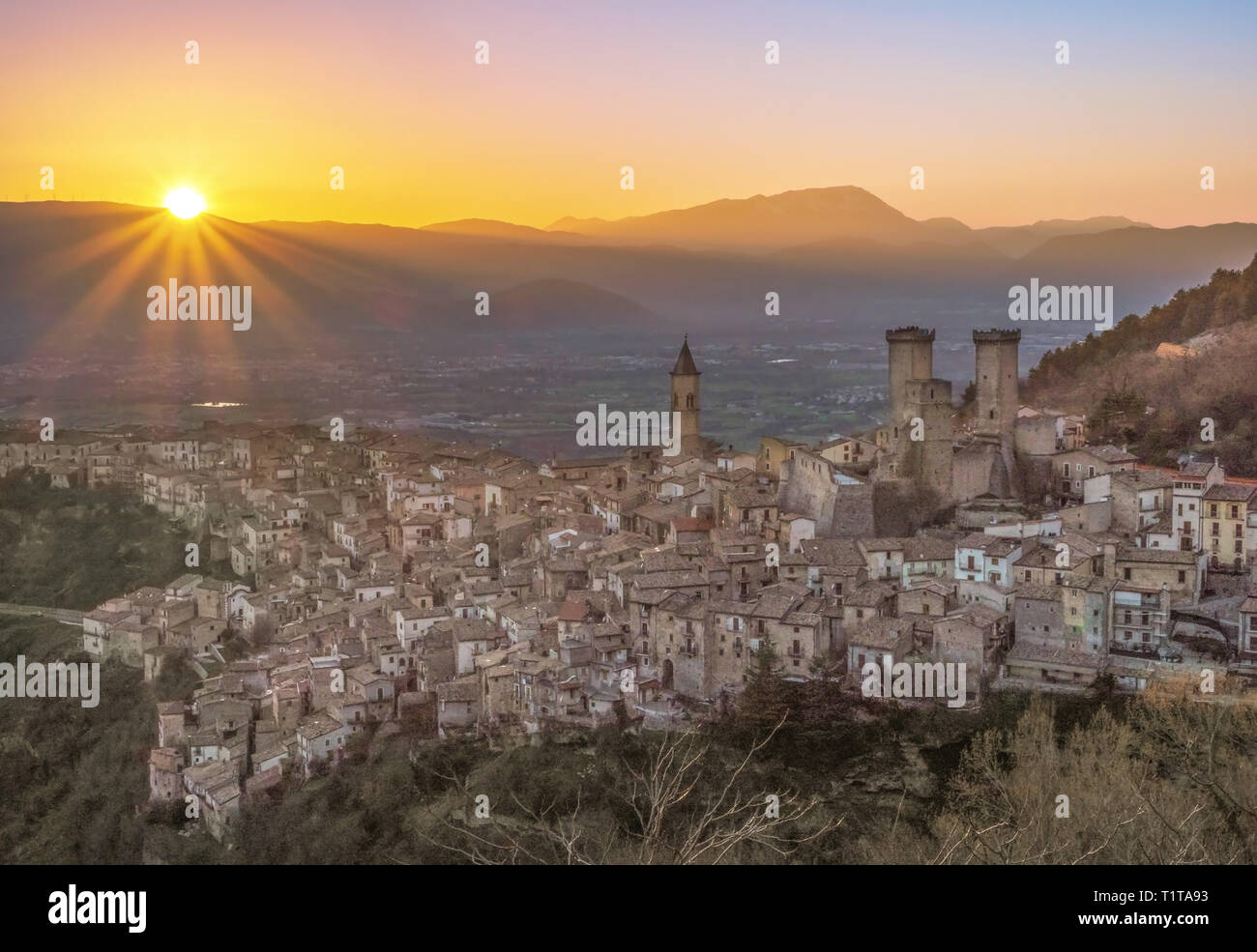 Pacentro (Italy) - A little medieval town with old towers beside ...