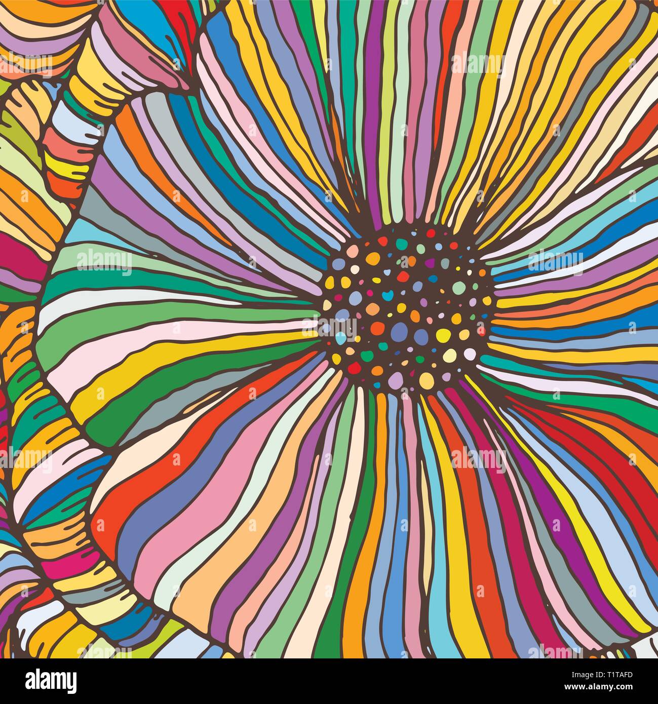 Vector doodle outline abstract ornamental flowers stripe background ...