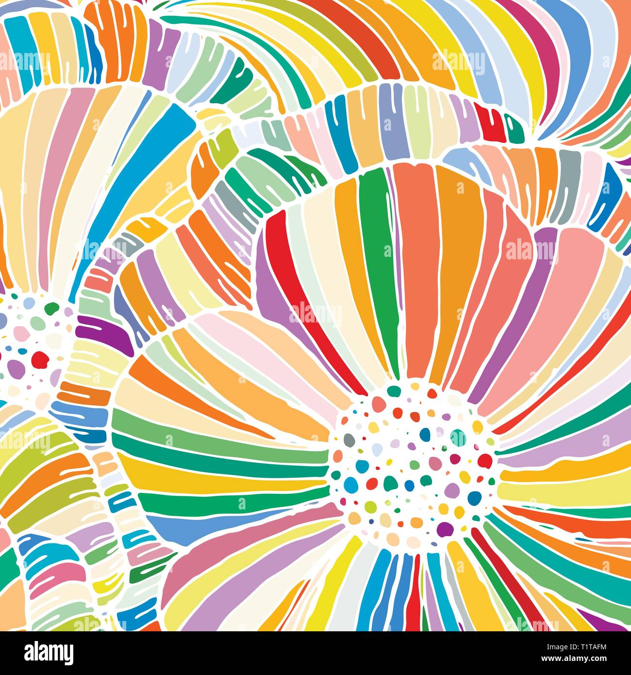 Vector doodle outline abstract ornamental flowers stripe background ...