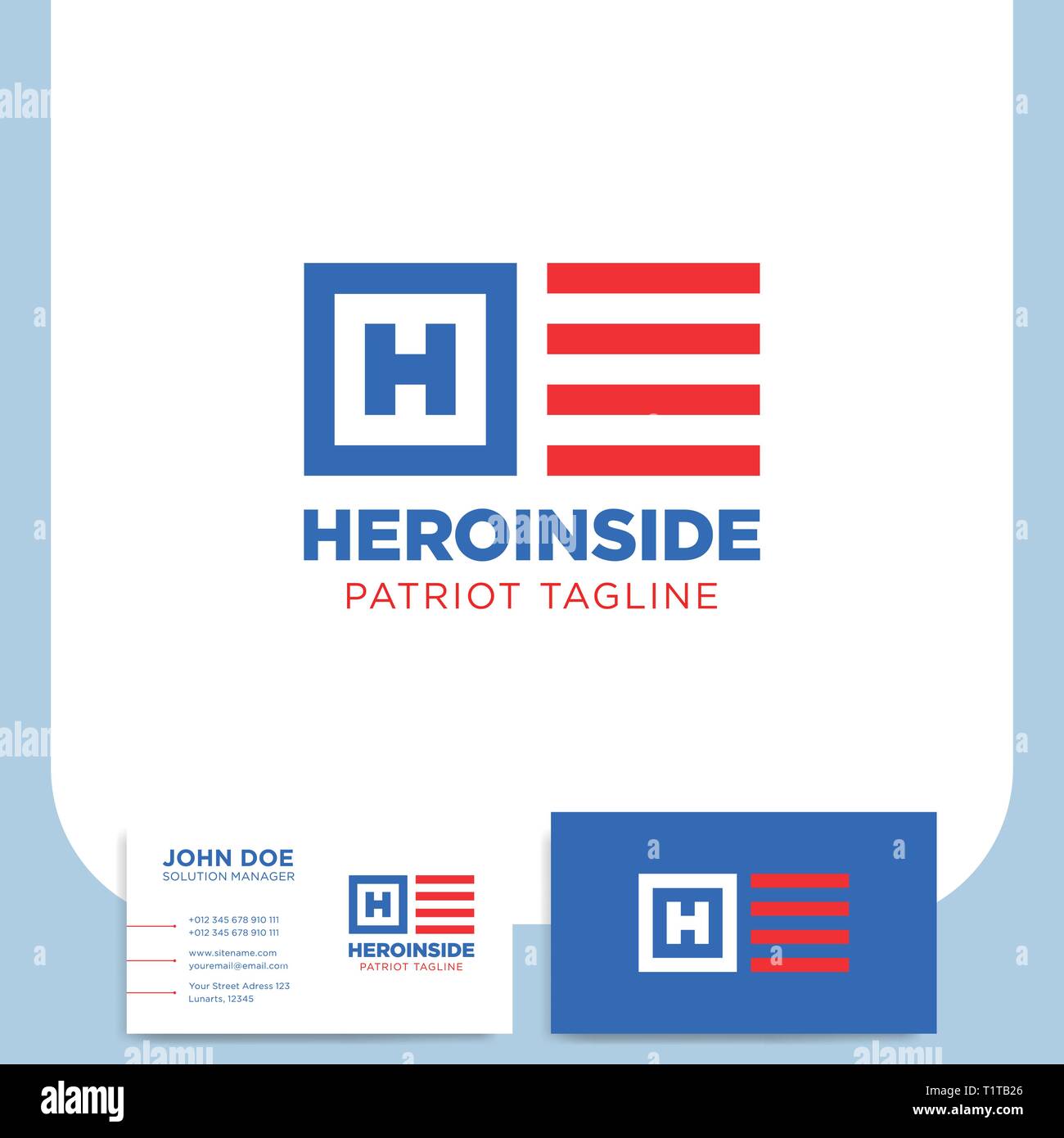 Hero simple H letter logo in square and flag template with business ...