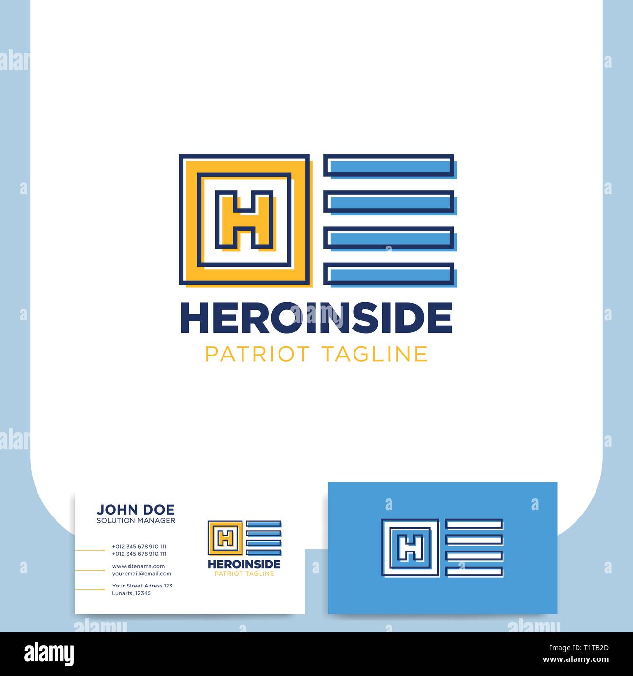 Hero simple H letter logo in square and flag template with business ...