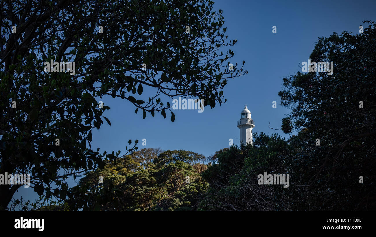 A lighthouse looks out over Tokyo Bay and the eastern coast of Japan ...
