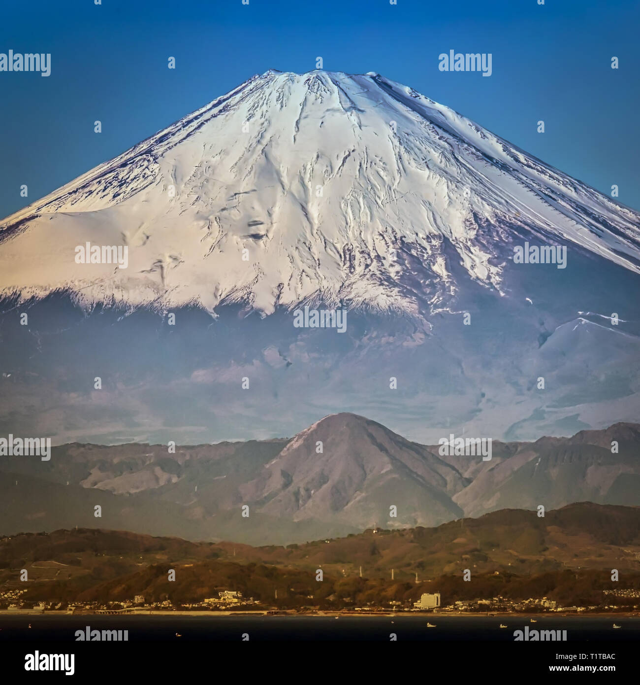 Mount Fuji as seen from across Sagami Bay near Hayama, Japan Stock ...