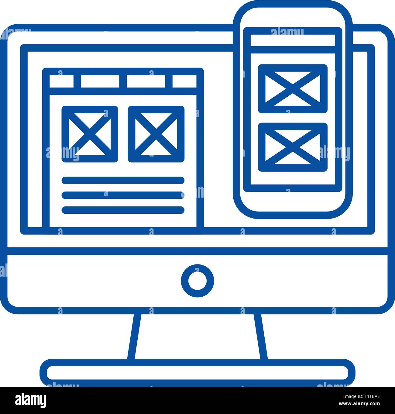 Responsive app design line icon concept. Responsive app design flat ...