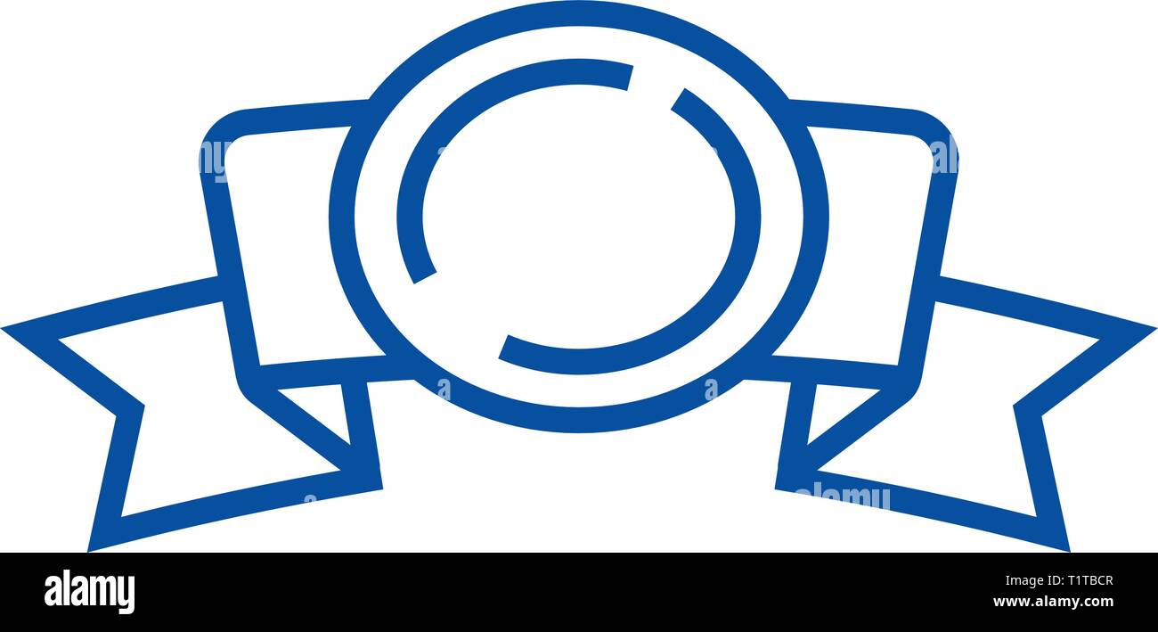 Ribbon corners with award line icon concept. Ribbon corners with award ...