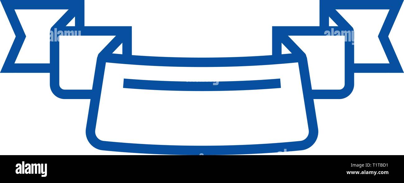 Ribbon with 3 corners line icon concept. Ribbon with 3 corners flat ...