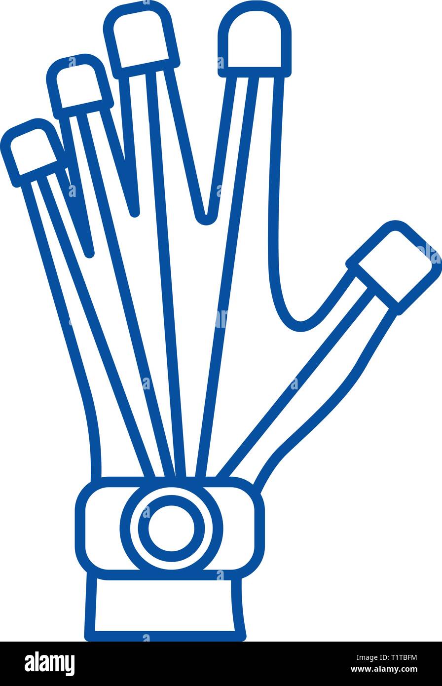 Robotics hand line icon concept. Robotics hand flat vector symbol, sign ...