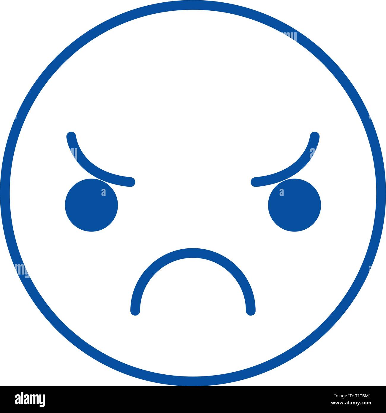 Sad emoji line icon concept. Sad emoji flat vector symbol, sign ...