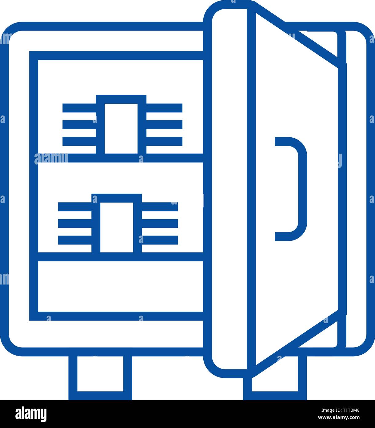 Safe with banknotes line icon concept. Safe with banknotes flat vector ...