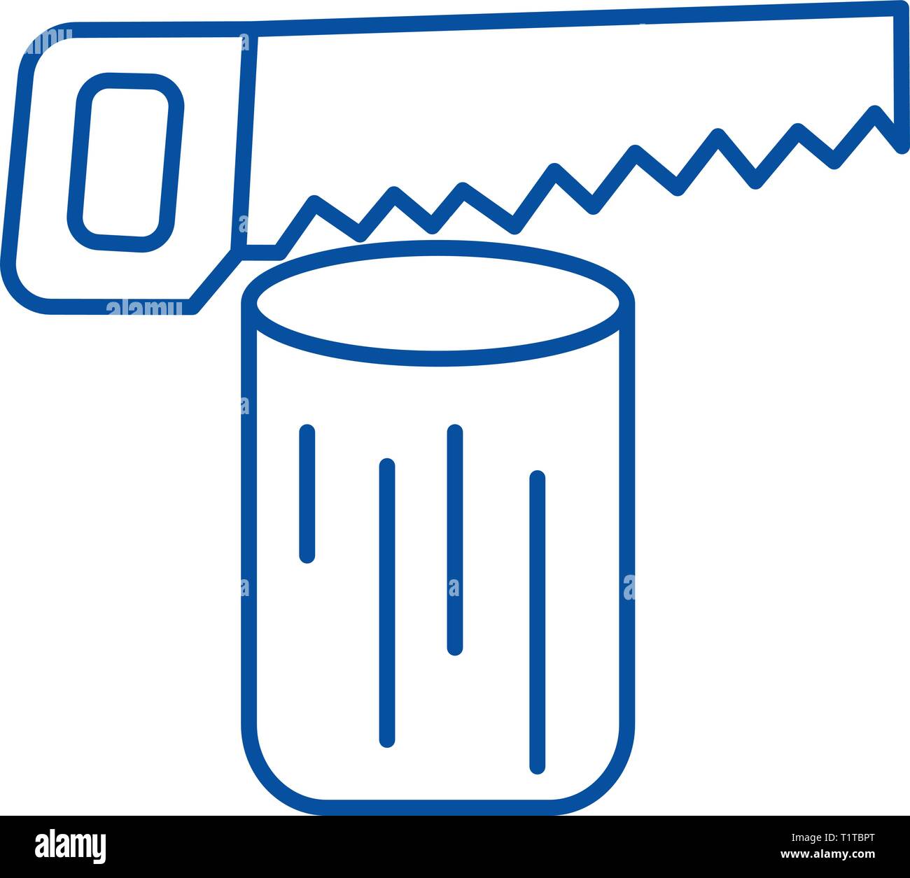 Saw log,chainsaw line icon concept. Saw log,chainsaw flat vector symbol ...