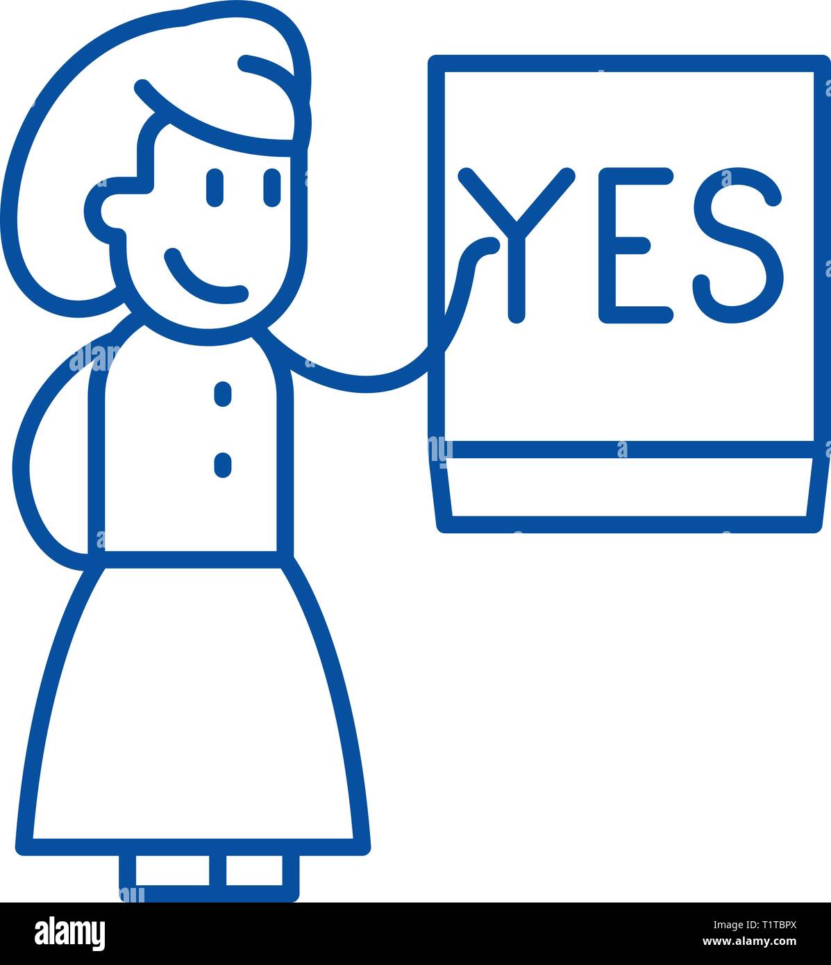 Say yes line icon concept. Say yes flat vector symbol, sign, outline ...