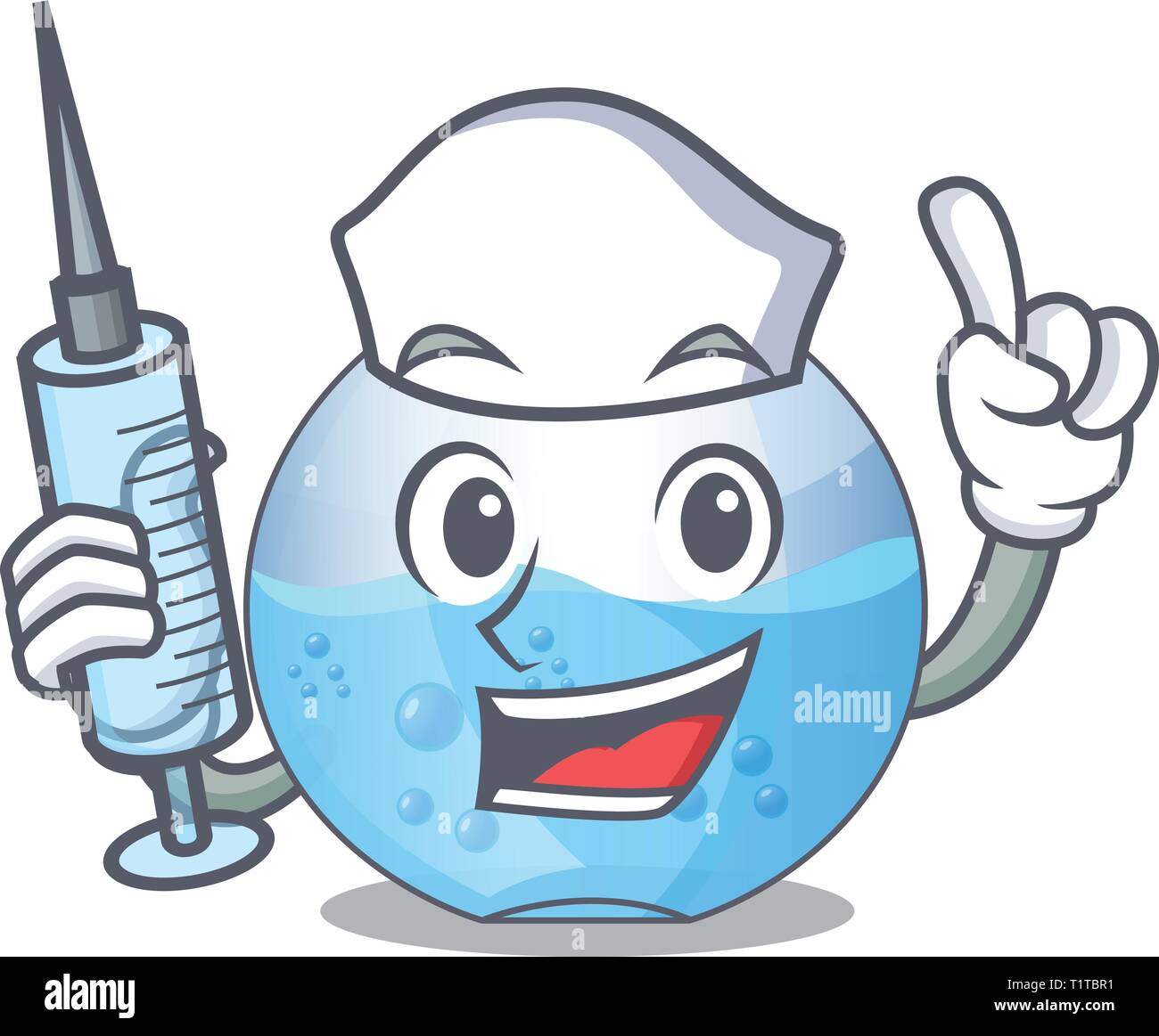 Nurse bowl cartoon aquarium above wooden table vector illustration ...