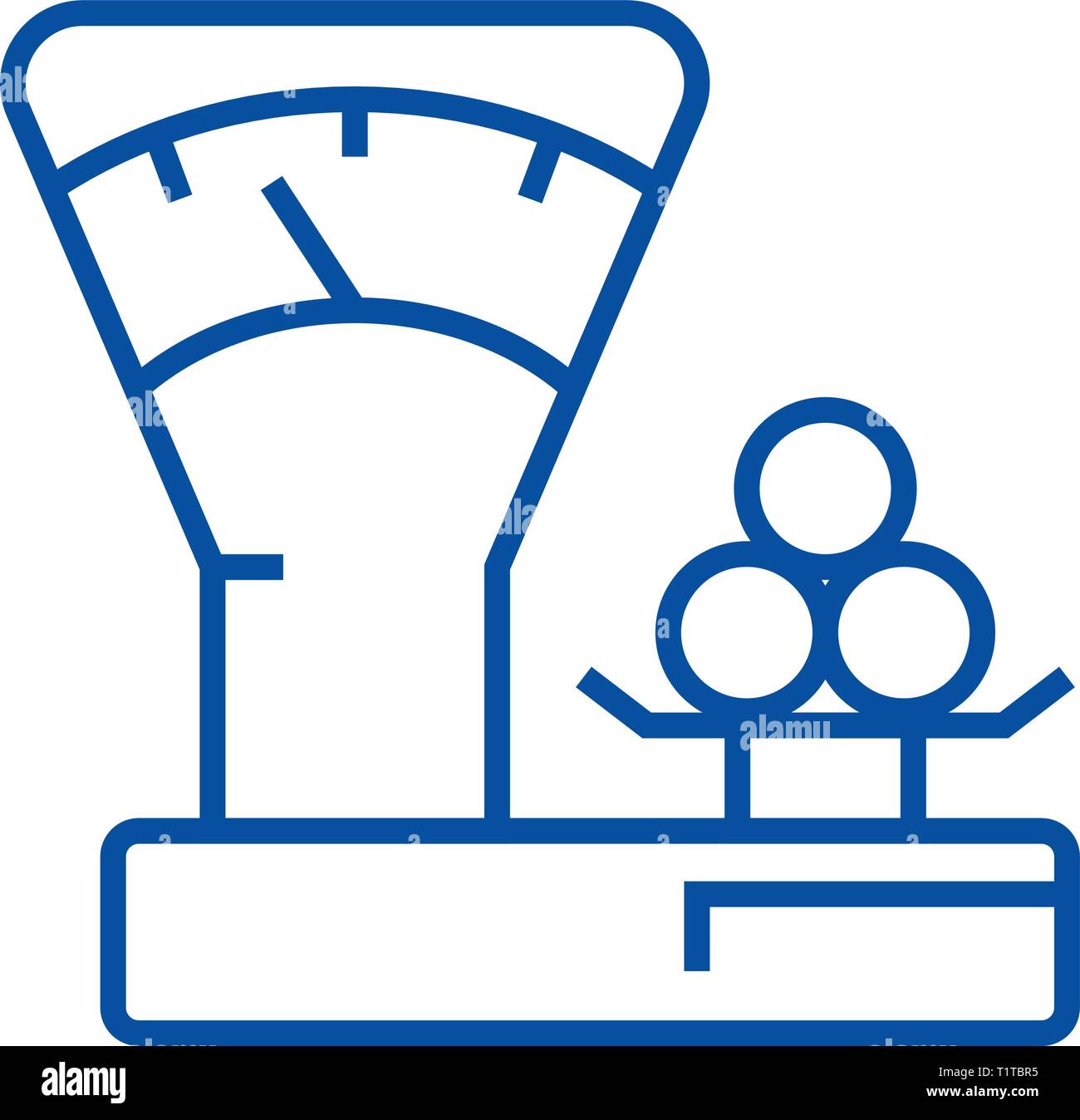 Scales counter,shop line icon concept. Scales counter,shop flat vector ...