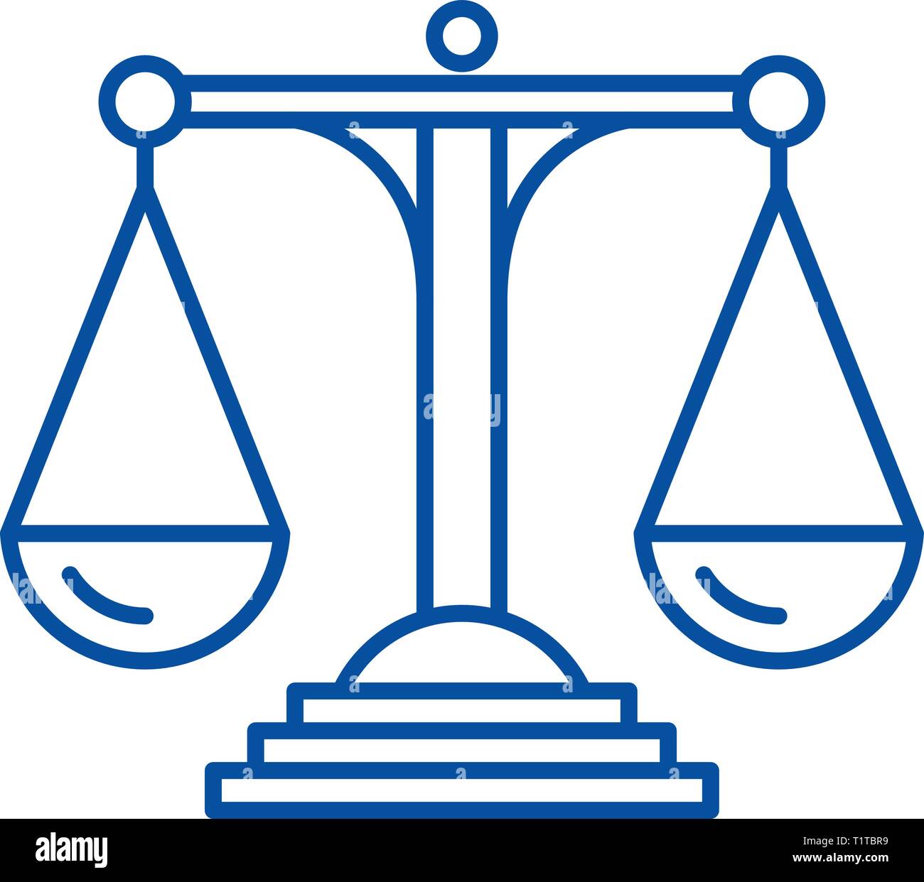 Scales of justice line icon concept. Scales of justice flat vector ...