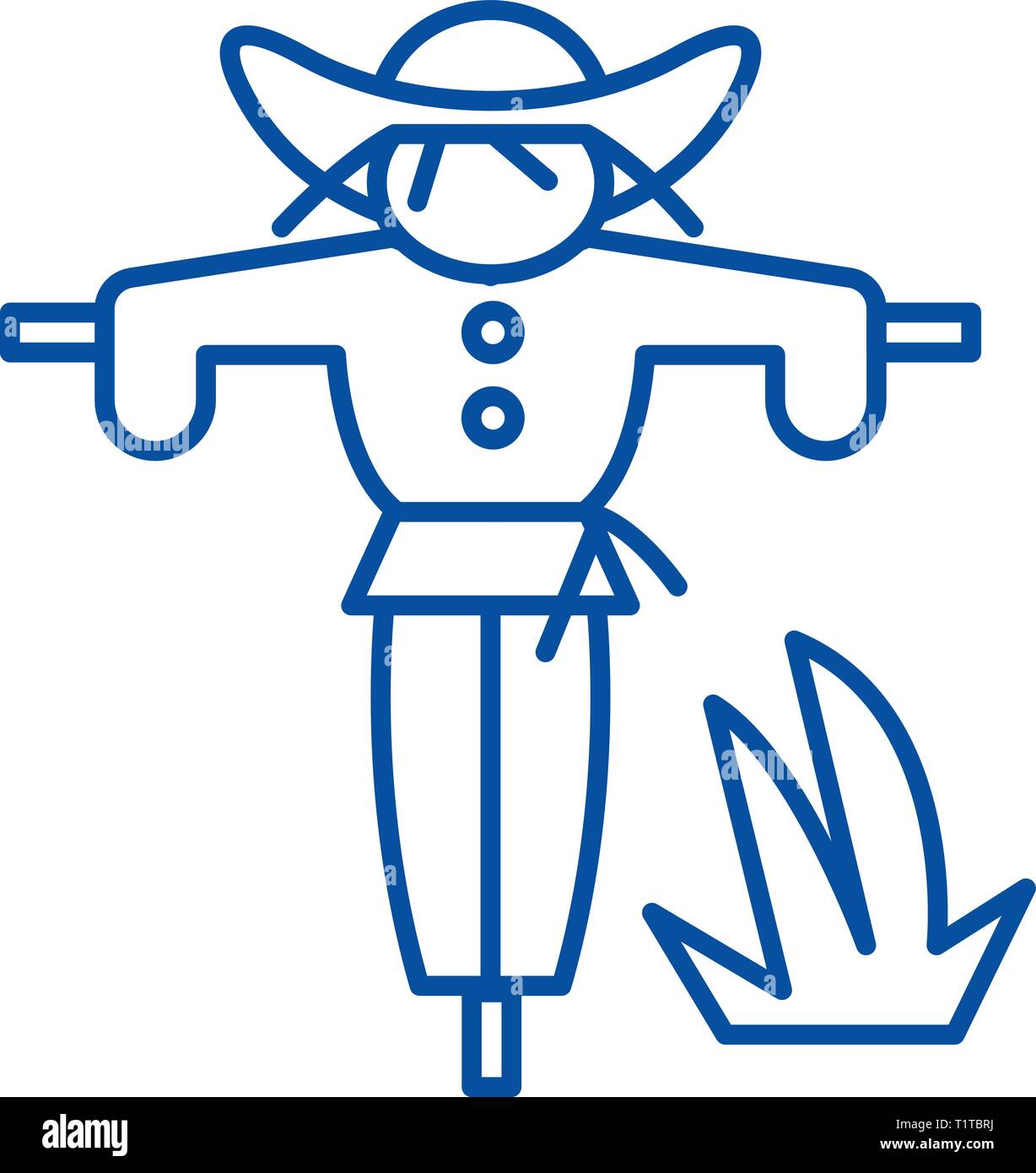 Scarecrow line icon concept. Scarecrow flat vector symbol, sign ...