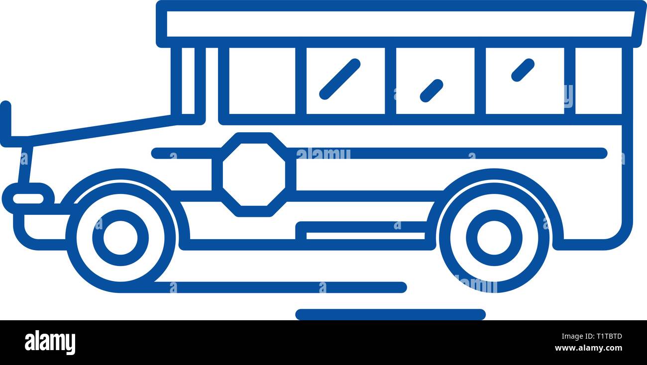 School bus line icon concept. School bus flat vector symbol, sign ...