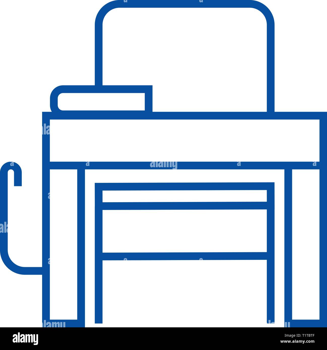 School desk line icon concept. School desk flat vector symbol, sign ...