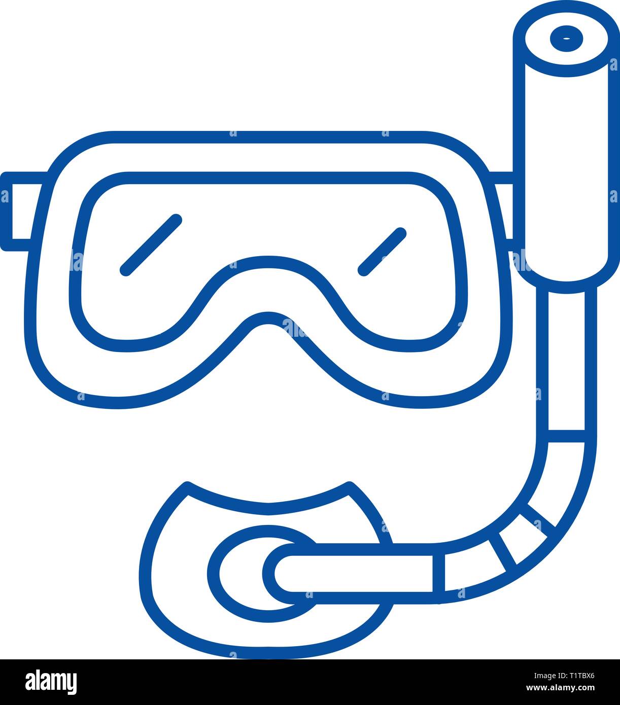 Scuba diving mask line icon concept. Scuba diving mask flat vector ...