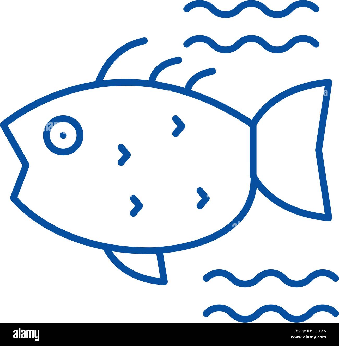 Sea fish line icon concept. Sea fish flat vector symbol, sign, outline ...