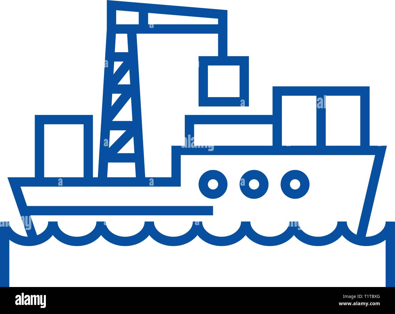 Sea logistics, ship line icon concept. Sea logistics, ship flat vector ...