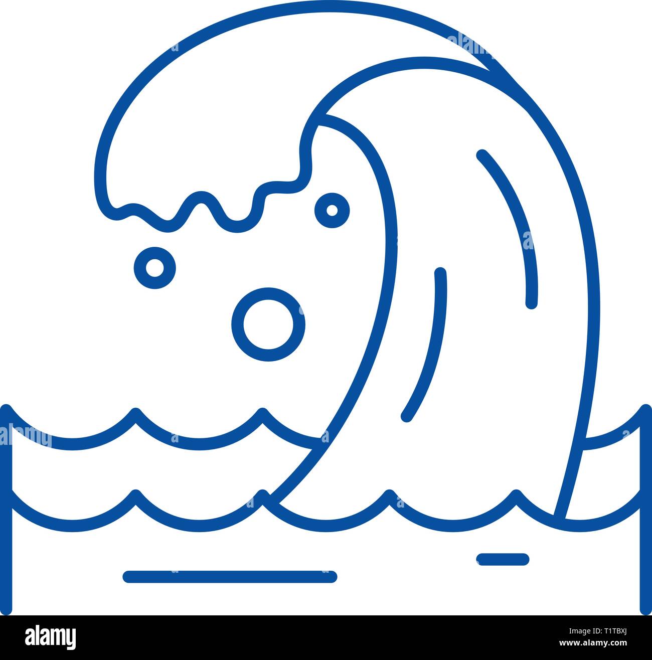 Sea wave line icon concept. Sea wave flat vector symbol, sign, outline ...
