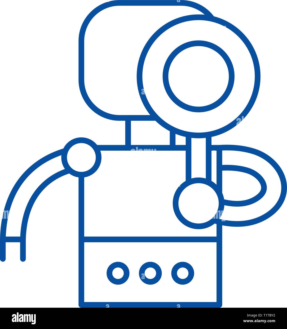 Search robot line icon concept. Search robot flat vector symbol, sign ...