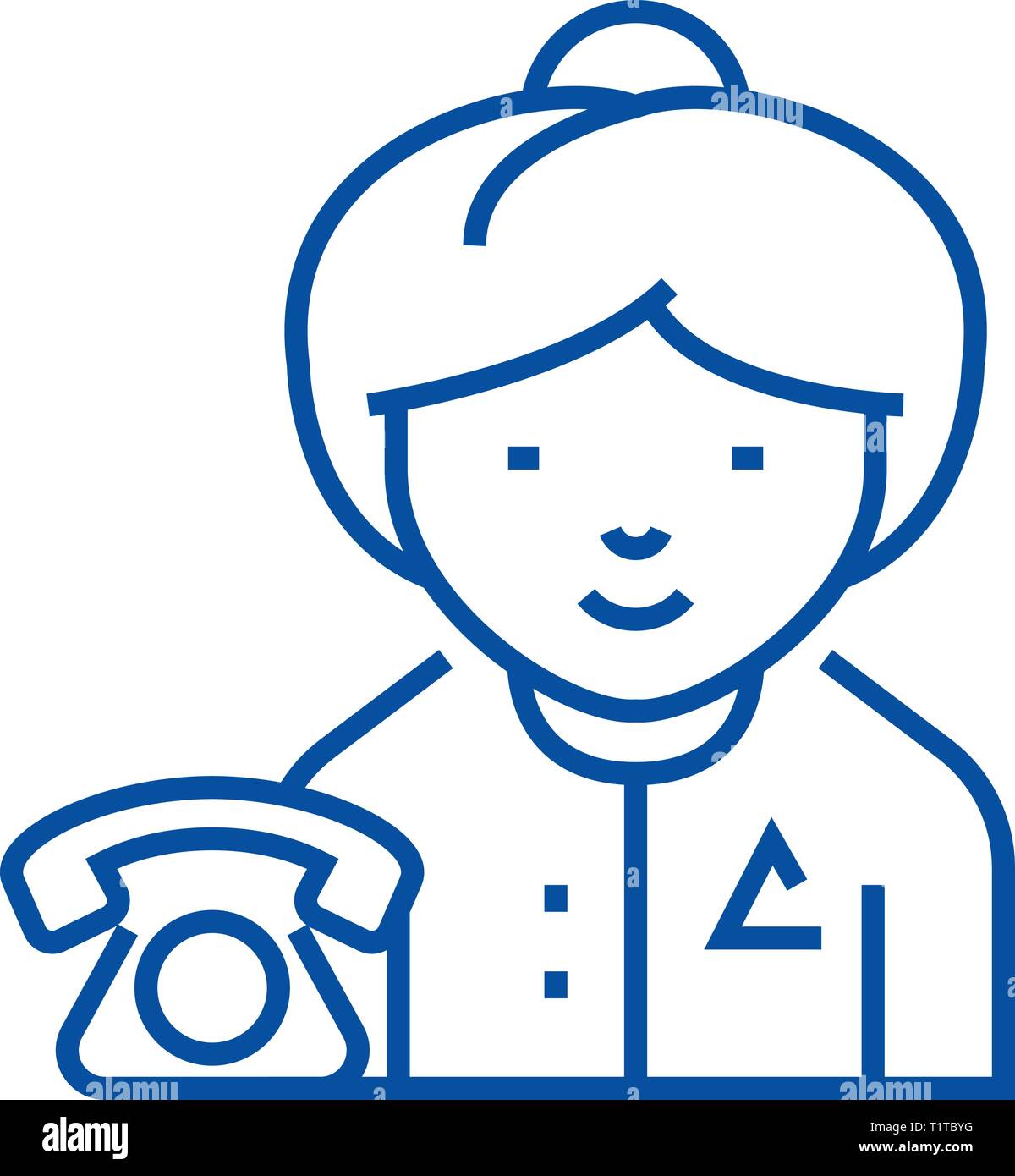 Secretary line icon concept. Secretary flat vector symbol, sign ...