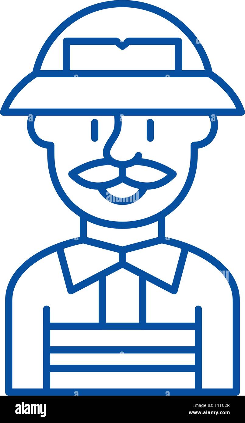 Service engineer line icon concept. Service engineer flat vector symbol ...
