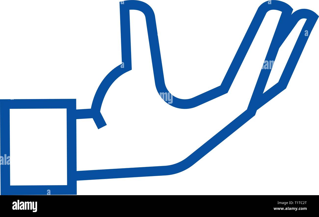 Service hand support line icon concept. Service hand support flat ...