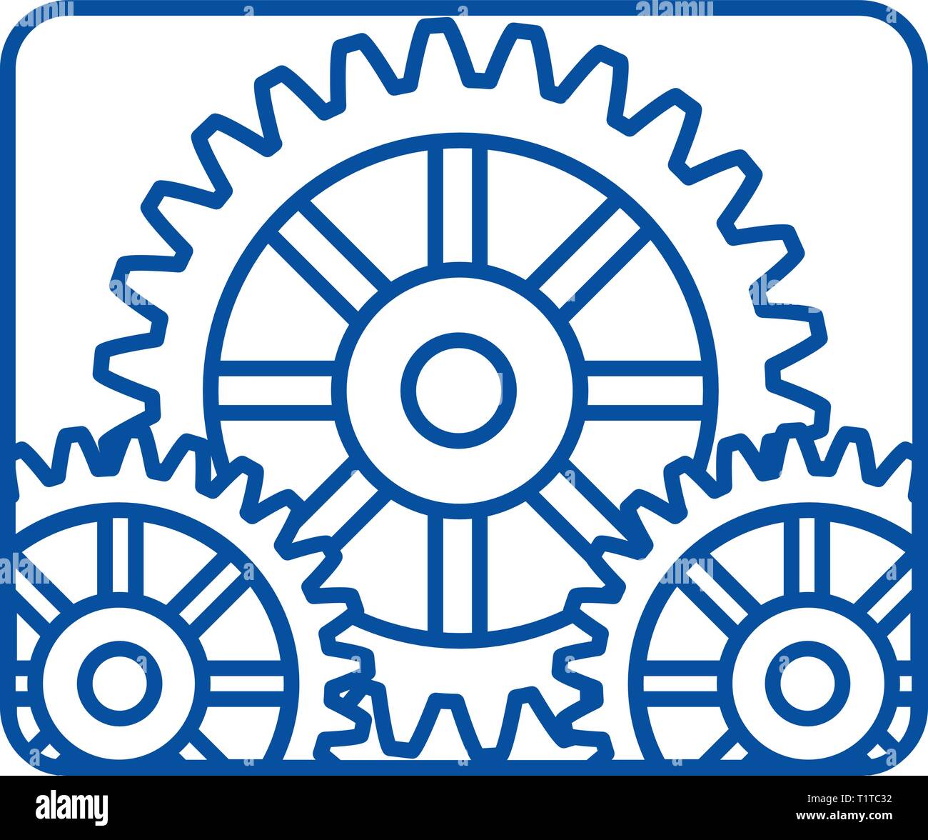 Settings, engine line icon concept. Settings, engine flat vector symbol ...