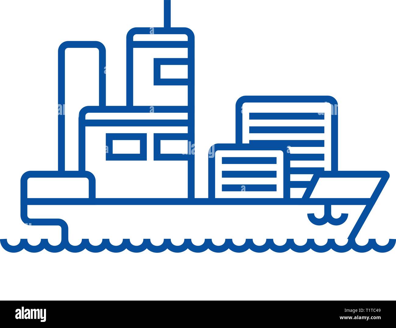 Ship cargo container line icon concept. Ship cargo container flat ...