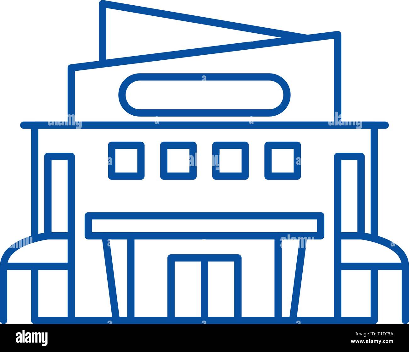 Shopping center line icon concept. Shopping center flat vector symbol ...