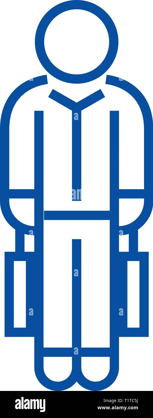 Shopping man with bags line icon concept. Shopping man with bags flat ...