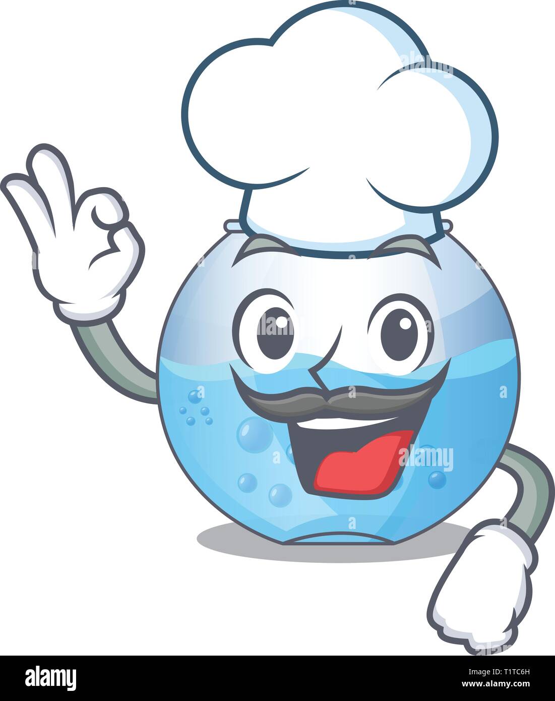 Chef bowl cartoon aquarium above wooden table vector illustration Stock ...