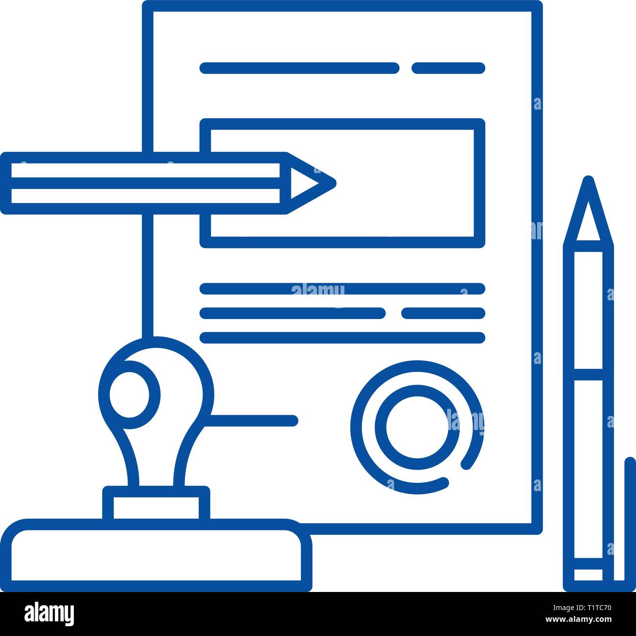 Signing a contract line icon concept. Signing a contract flat vector ...