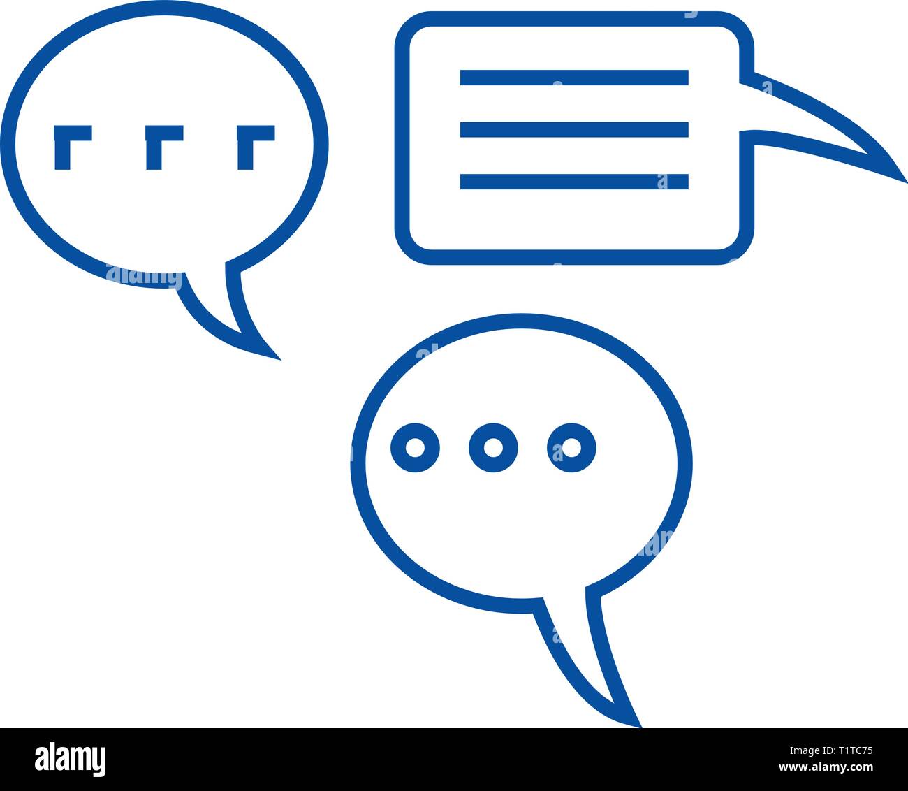 Simple chats line icon concept. Simple chats flat vector symbol, sign ...