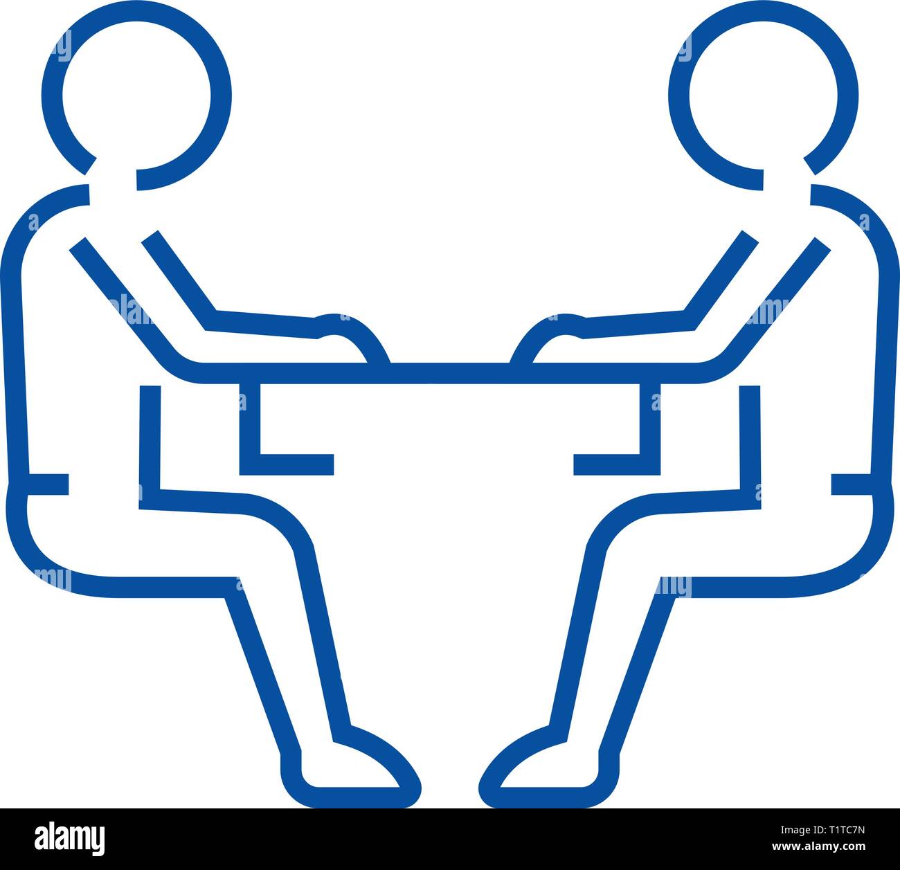 Sitting men, conversation line icon concept. Sitting men, conversation ...