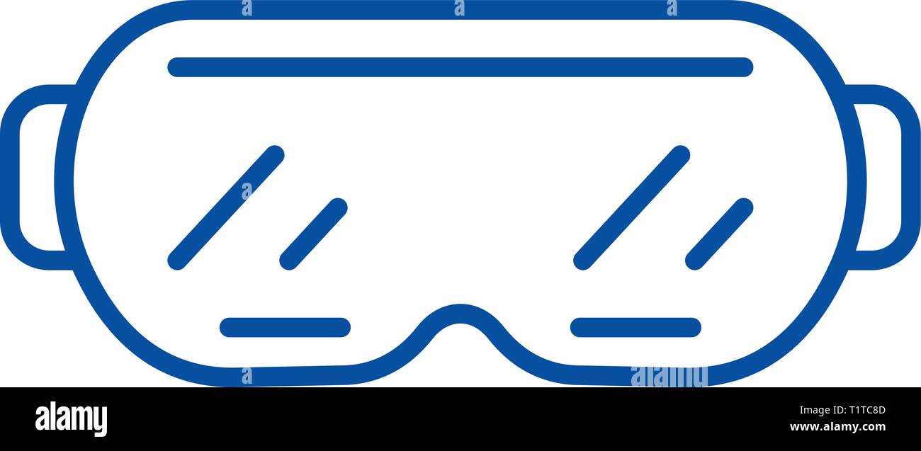Ski goggles line icon concept. Ski goggles flat vector symbol, sign ...