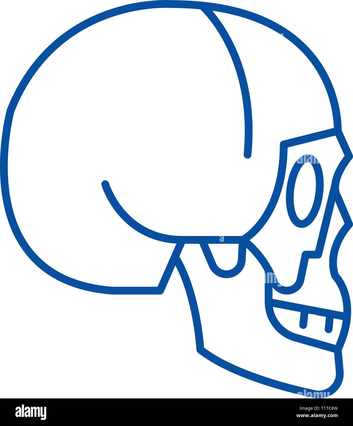 Skull side view line icon concept. Skull side view flat vector symbol ...
