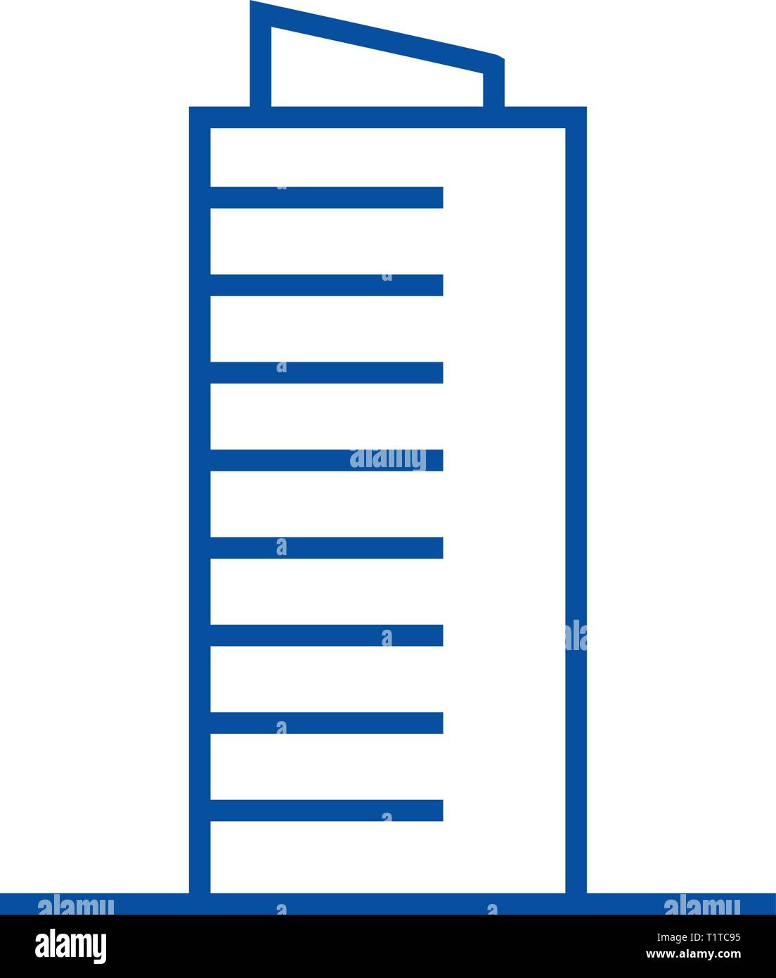 Skyscrapper sign line icon concept. Skyscrapper sign flat vector symbol ...