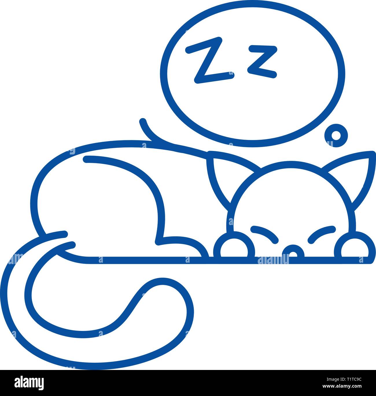 Sleeping cat line icon concept. Sleeping cat flat vector symbol, sign ...