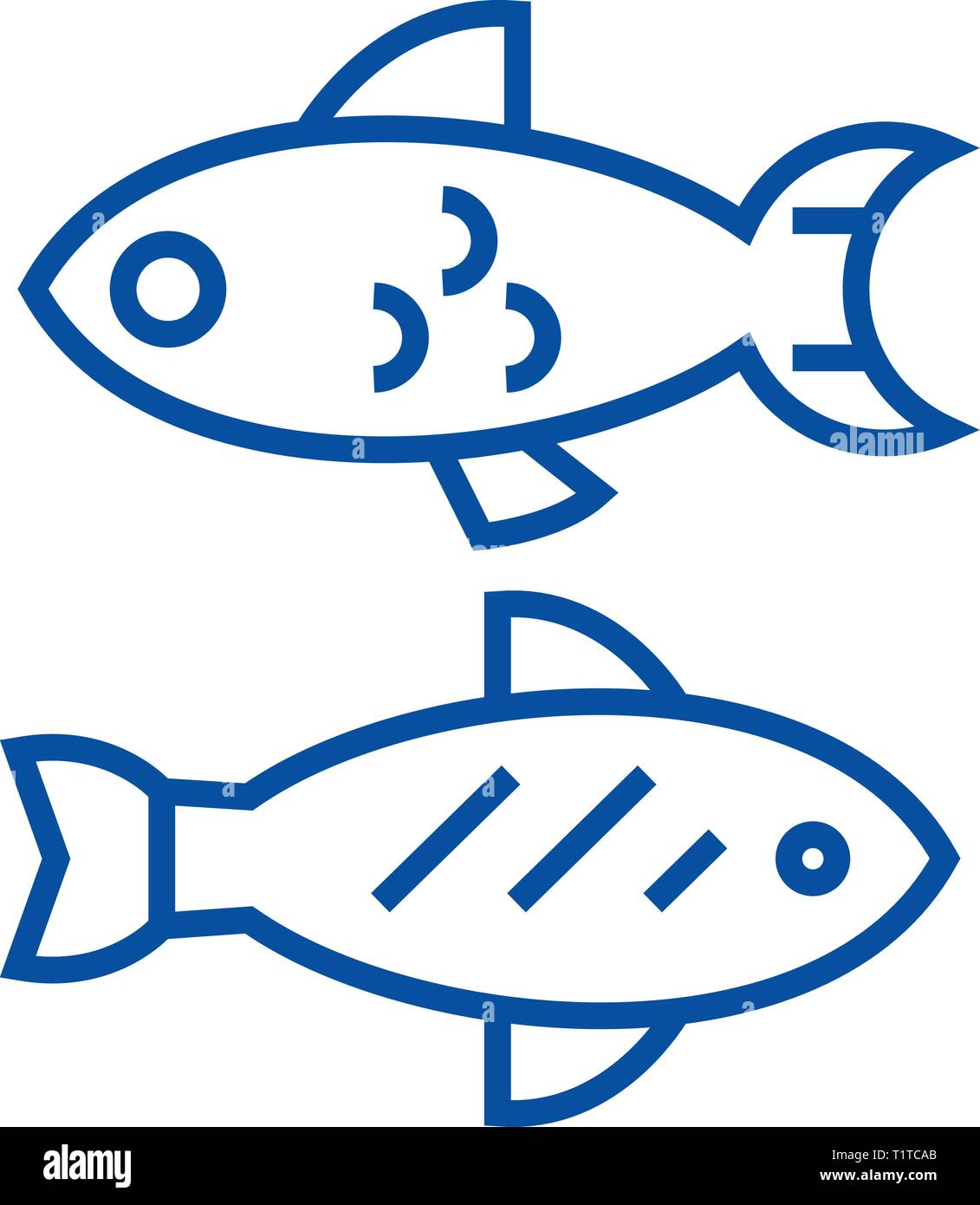 Small fish line icon concept. Small fish flat vector symbol, sign ...