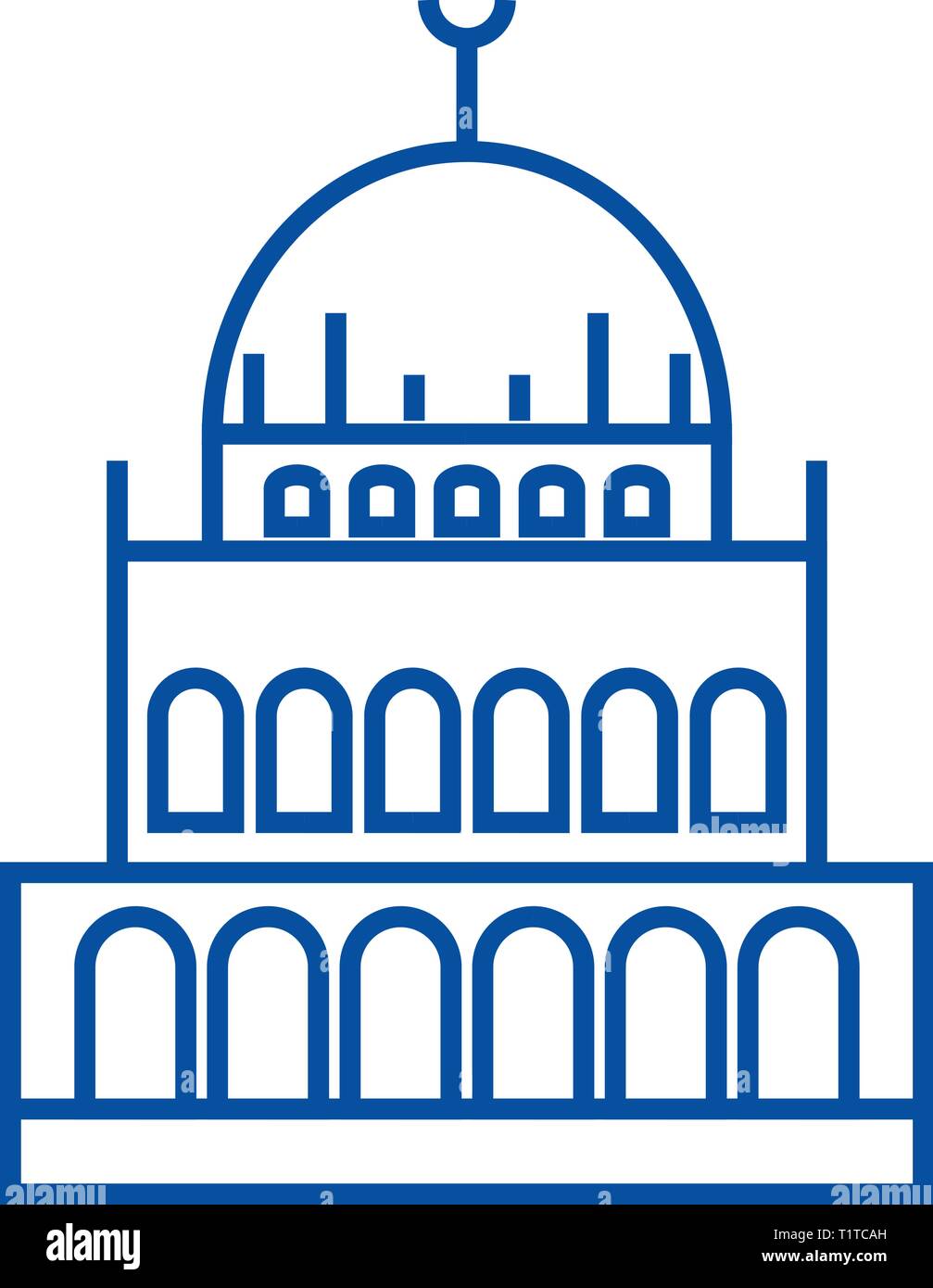 Small mosque line icon concept. Small mosque flat vector symbol, sign ...