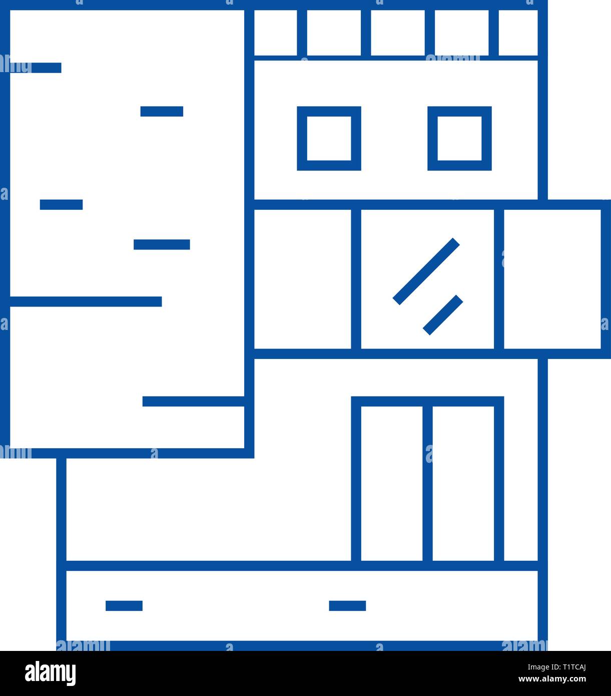 Small office building line icon concept. Small office building flat ...