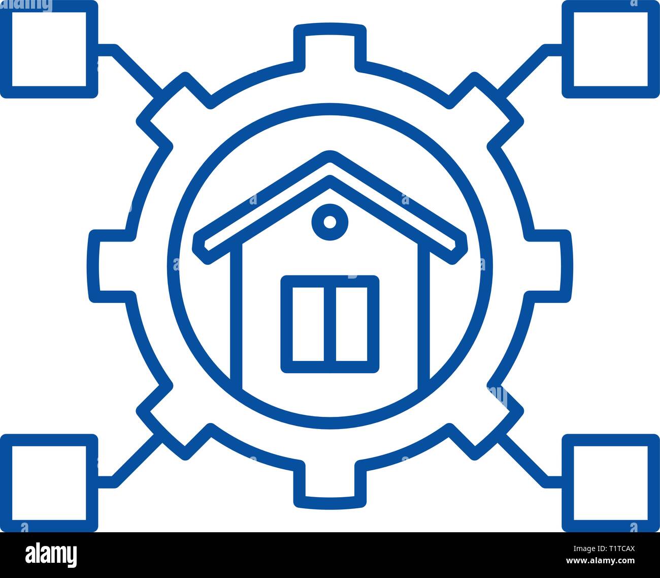 Smart house line icon concept. Smart house flat vector symbol, sign ...