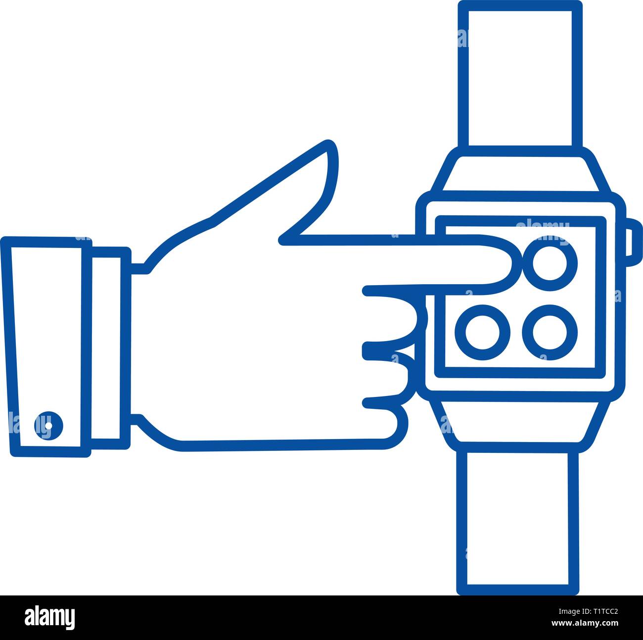 Woman touching computer Stock Vector Images - Alamy