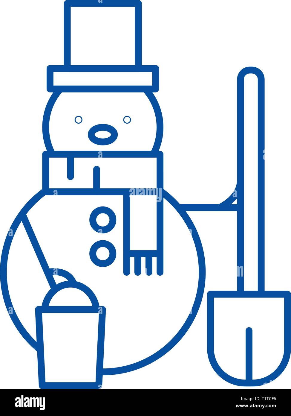 Snowman line icon concept. Snowman flat vector symbol, sign, outline ...