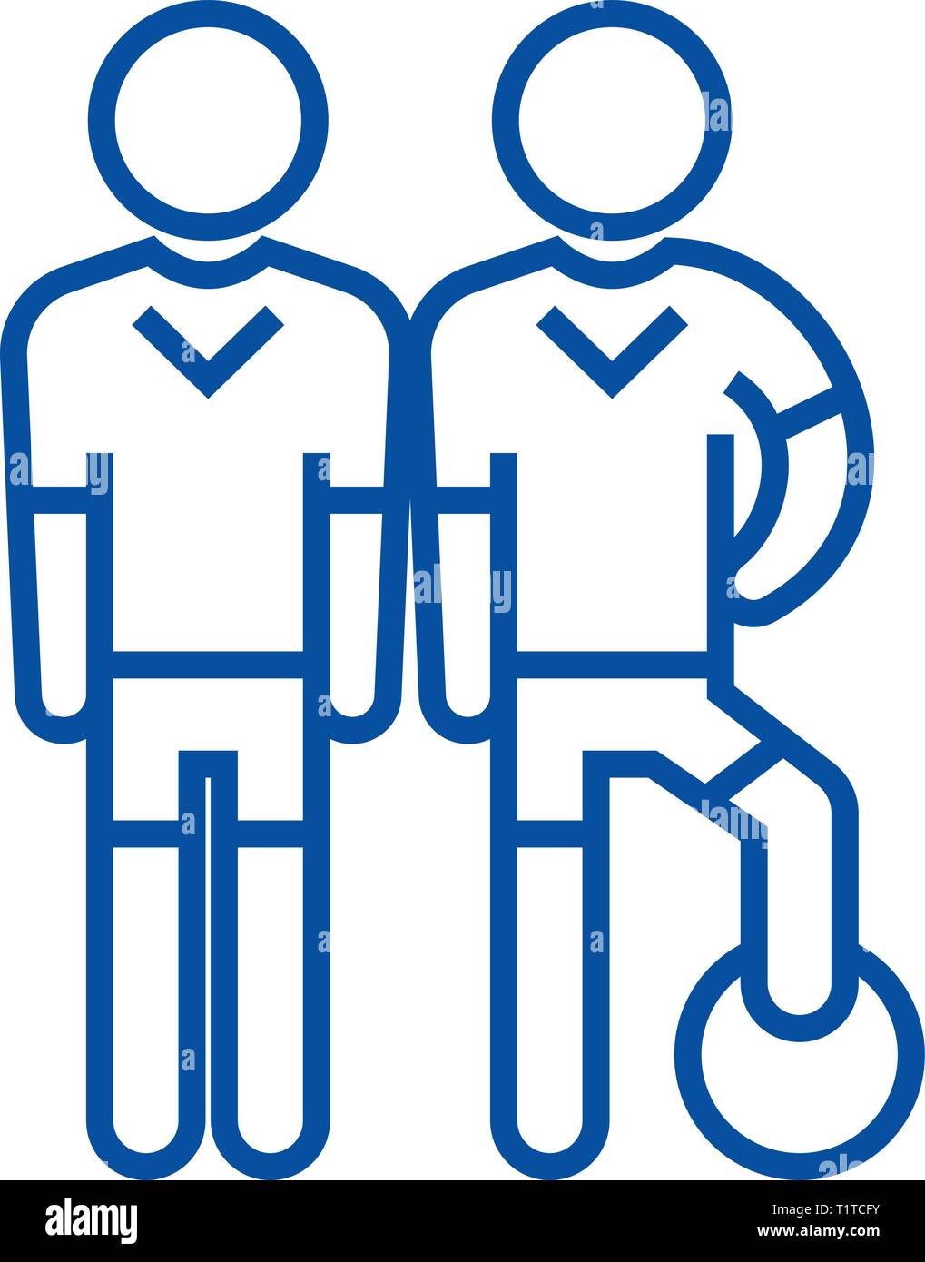 Soccer team line icon concept. Soccer team flat vector symbol, sign ...