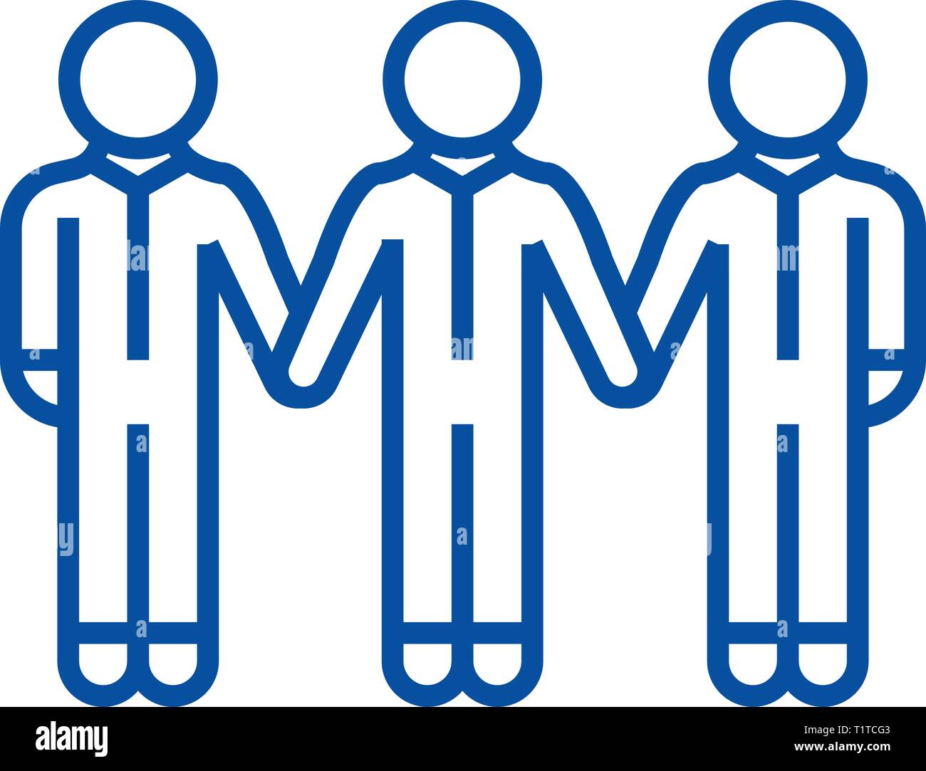 Social community,bonds line icon concept. Social community,bonds flat ...